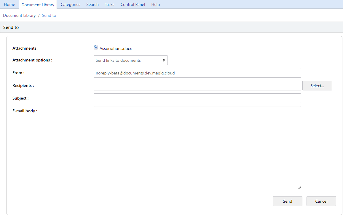 Distributing and sending documents - Online Help