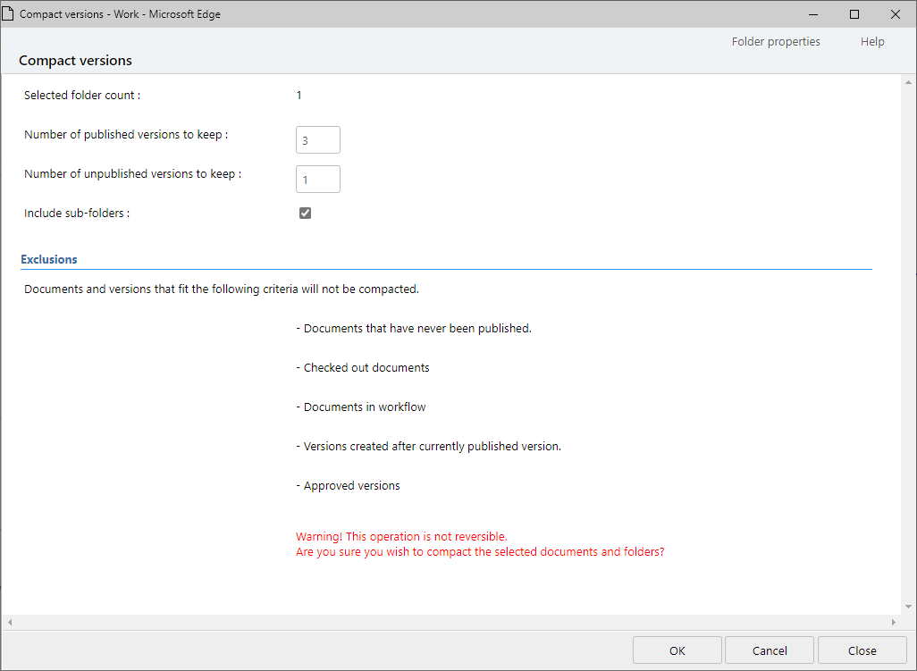 Compacting folders - Online Help