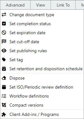 Advanced Menu - Online Help