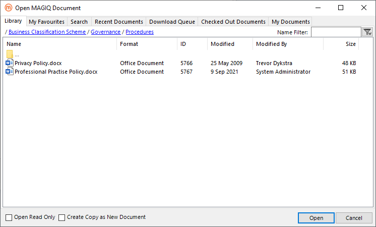 Open a document to create a new document - Online Help