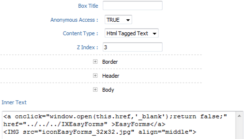 Configuration / Setup of EasyForms - Online Help