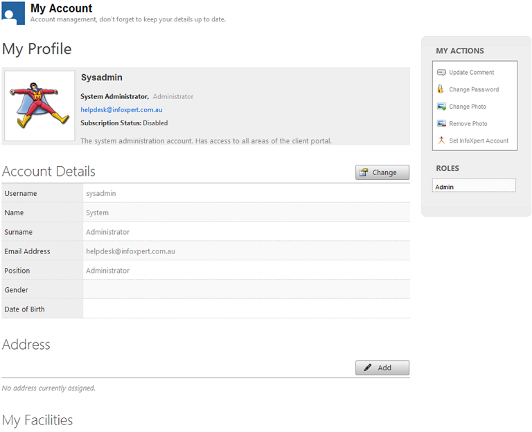 My Account - Online Help