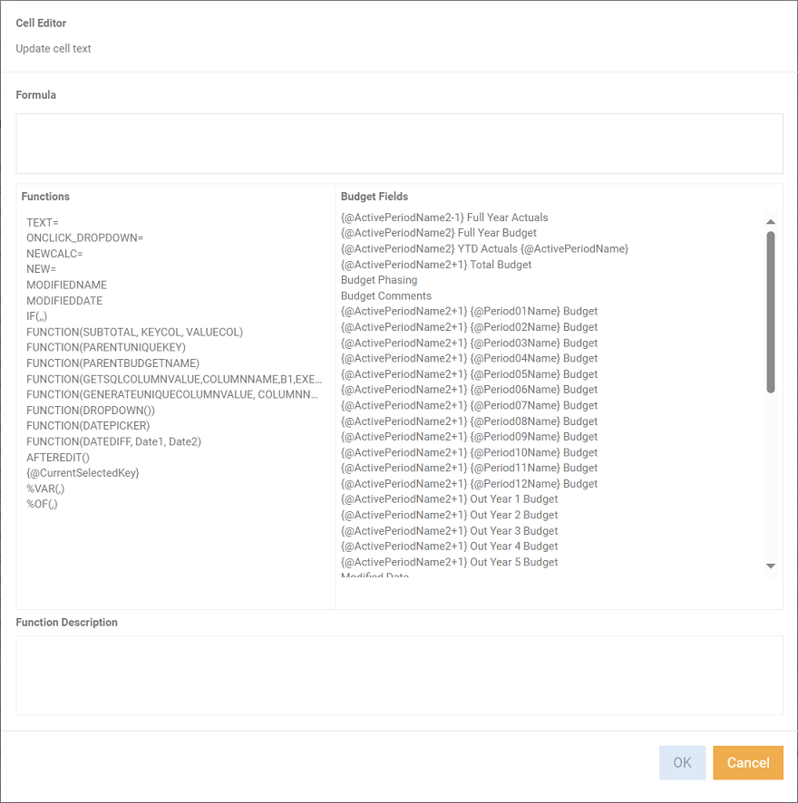 Budget Fields - MAGIQ Performance Online Help