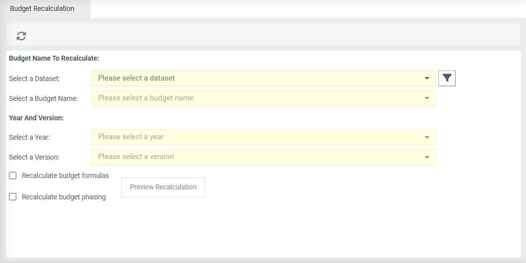 Budget Recalculation - MAGIQ Performance Online Help