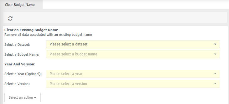 Clear Budget Name - MAGIQ Performance Online Help