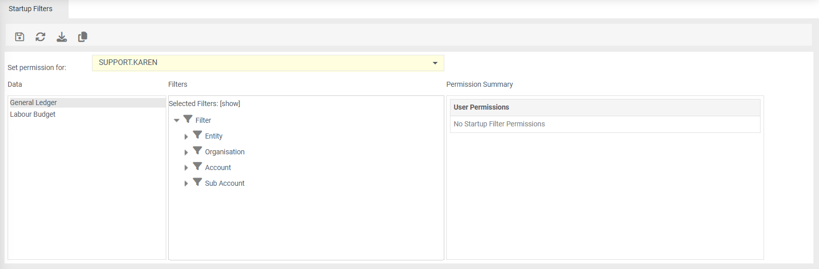 Startup Filters - MAGIQ Performance Online Help