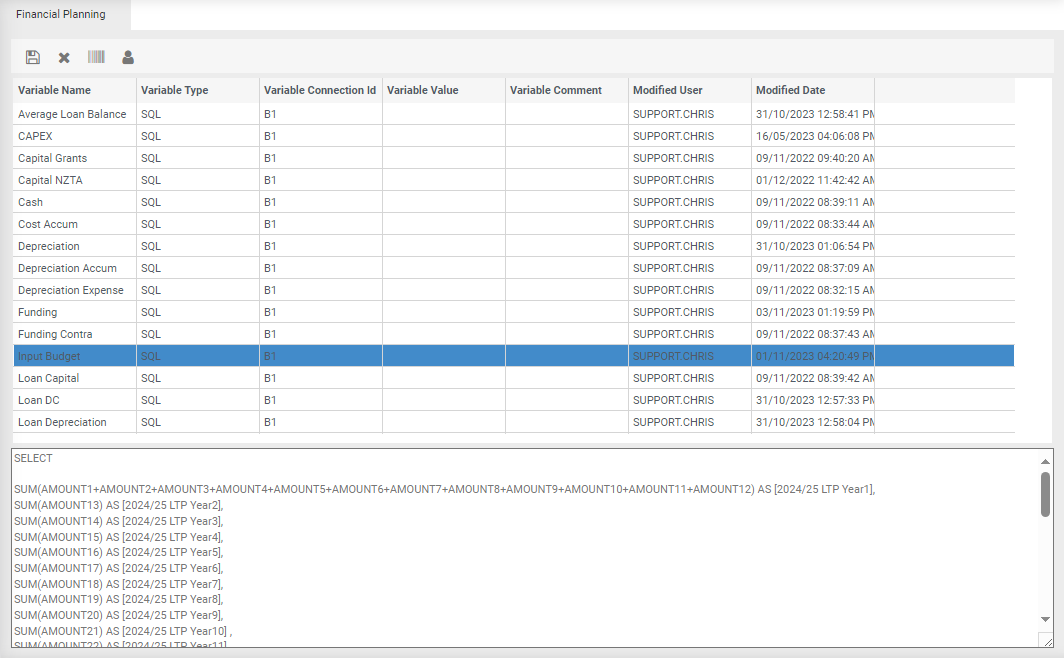Variables - MAGIQ Performance Online Help
