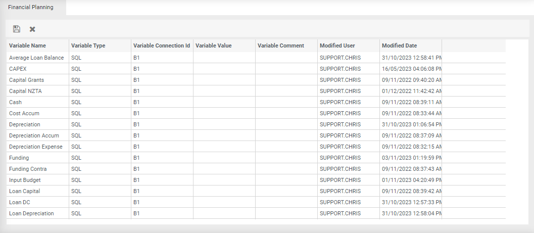 Variables - MAGIQ Performance Online Help