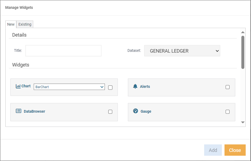 Manage Widgets - MAGIQ Performance Online Help