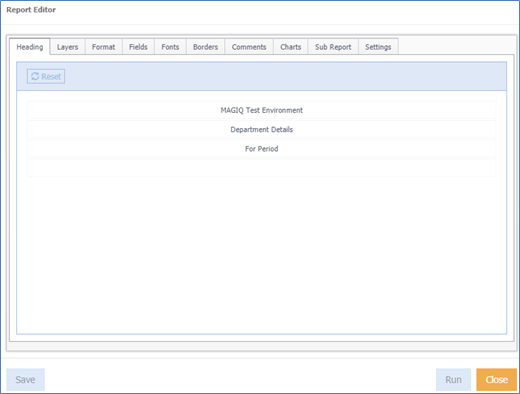 Report Editor - MAGIQ Performance Online Help
