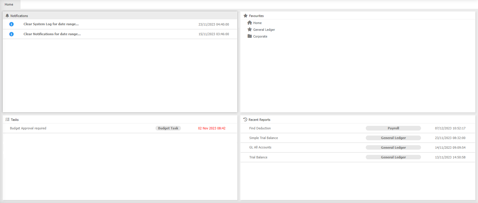 Home Tab - MAGIQ Performance Online Help
