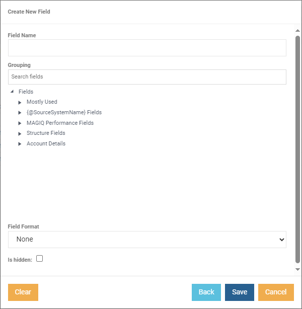 Fields - MAGIQ Performance Online Help