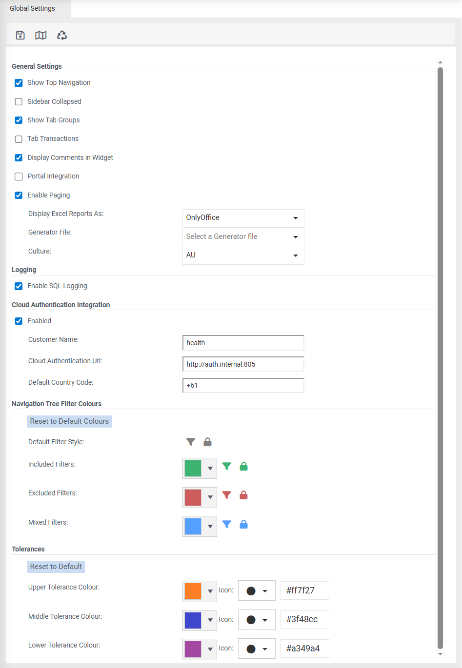 Global Settings - MAGIQ Performance Online Help